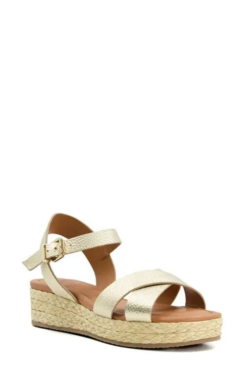 Dune London Linnie Platform Wedge Sandal - Gold