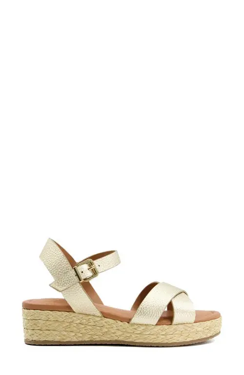 Dune London Linnie Platform Wedge Sandal - Gold