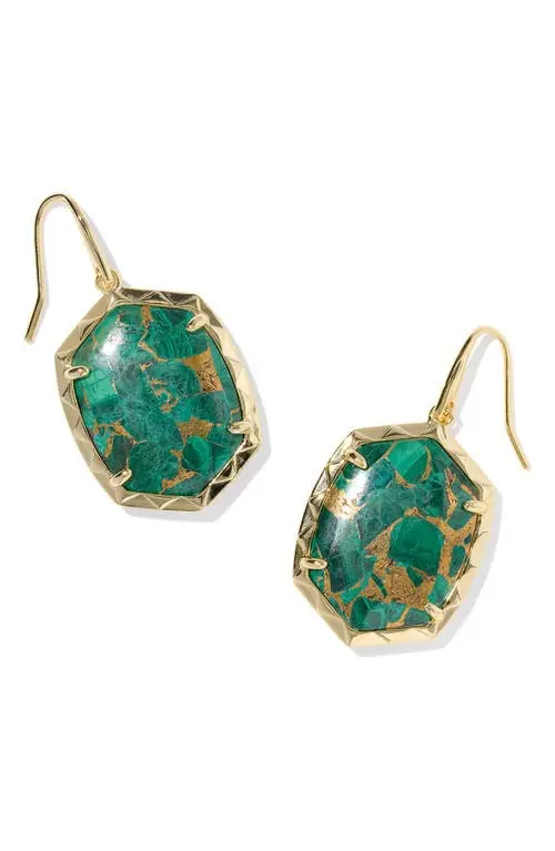 Kendra Scott Daphne Drop Earrings - Gold/bronze/green Malachite