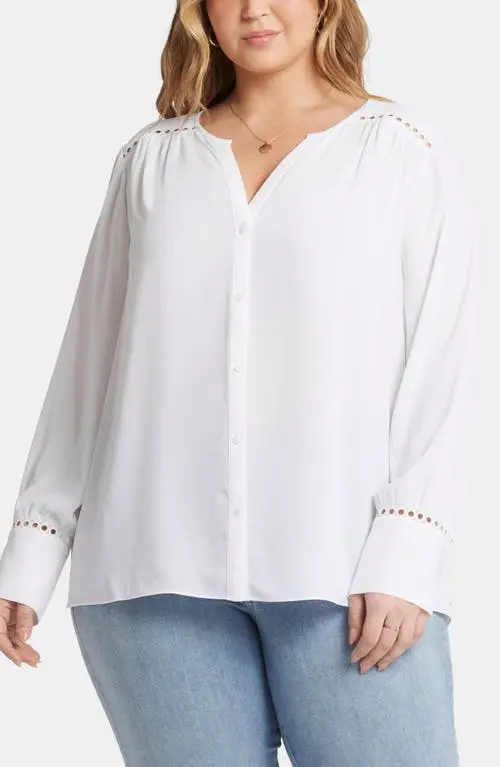 NYDJ Lilana Circle Trim Peasant Top - Optic White
