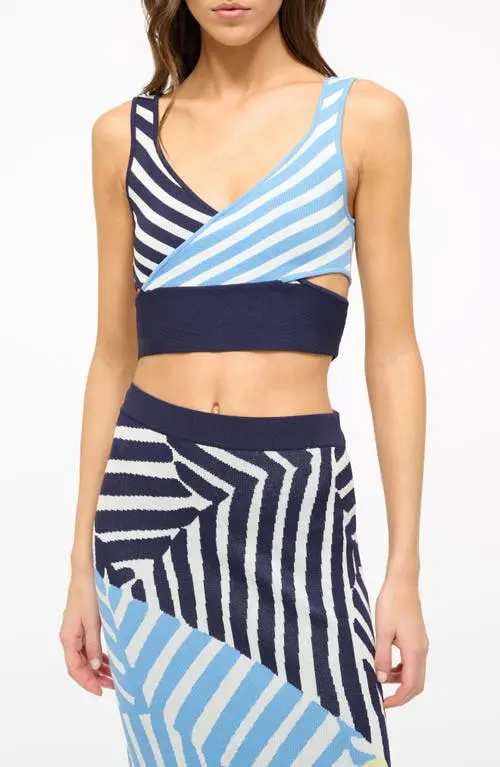 Staud Trenton Wrap Front Cutout Crop Sweater Tank