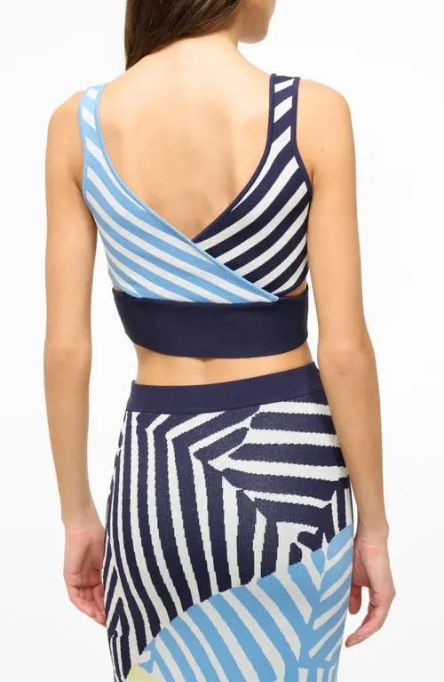 Staud Trenton Wrap Front Cutout Crop Sweater Tank