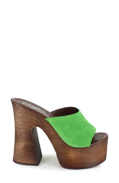CANDIE'S Mia Platform Slide Sandal - Green Suede