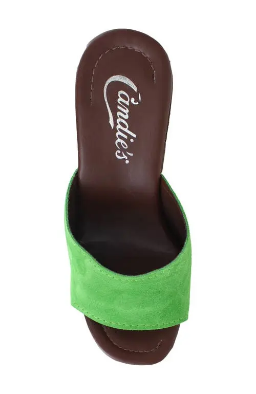CANDIE'S Mia Platform Slide Sandal - Green Suede