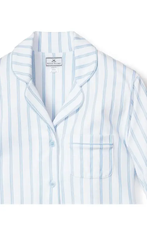 PETITE PLUME Stripe Classic Pima Cotton Pajamas - White