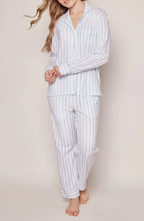 PETITE PLUME Stripe Classic Pima Cotton Pajamas - White