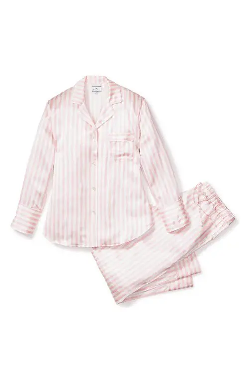 PETITE PLUME Stripe Mulberry Silk Pajamas - Pink