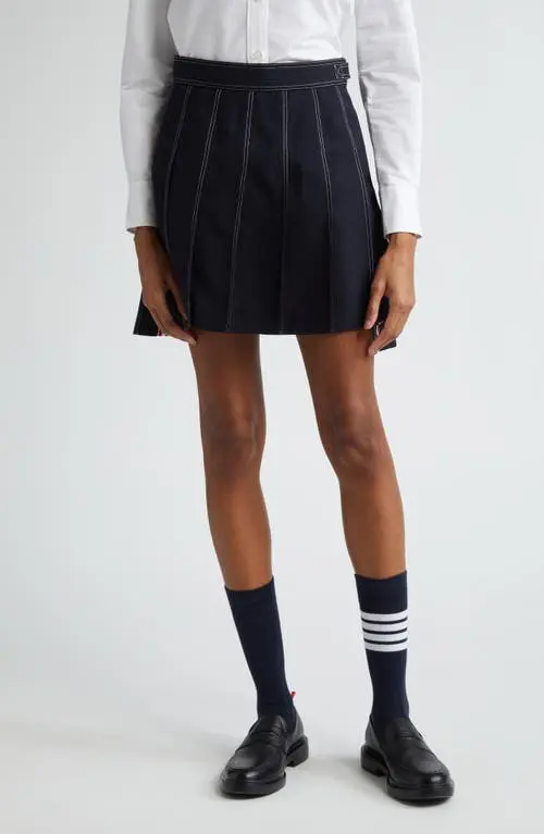 Thom Browne Drop Back Wool Skirt - Navy