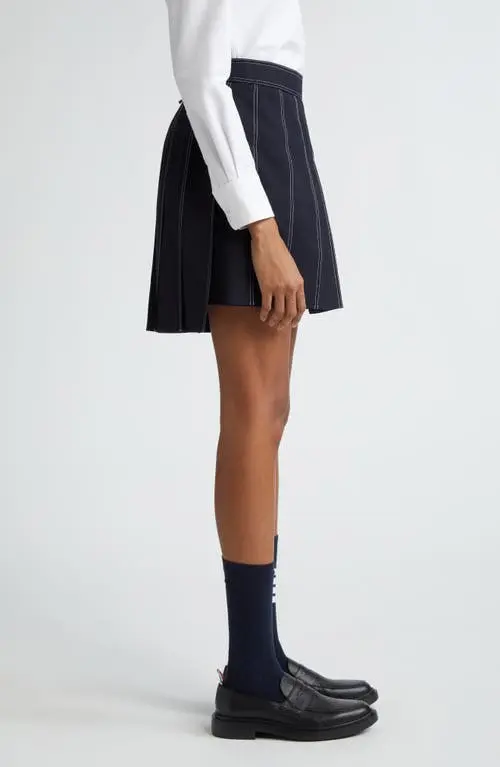 Thom Browne Drop Back Wool Skirt - Navy