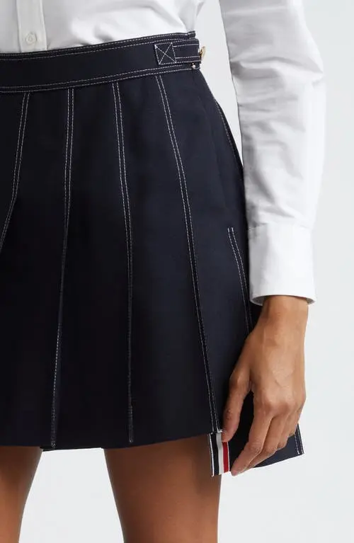 Thom Browne Drop Back Wool Skirt - Navy