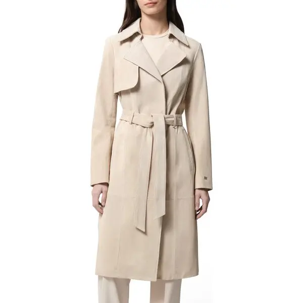 Soia & Kyo Alexis Genuine Suede Trench Coat - Mist