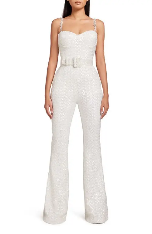 NADINE MERABI Lucinda Sequin Jumpsuit - White
