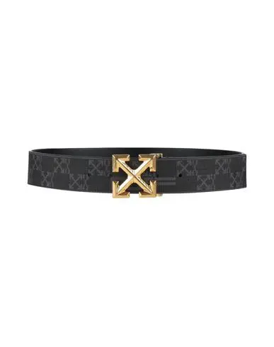 OFF-WHITE™ Leather Belt With Signature Print - Black