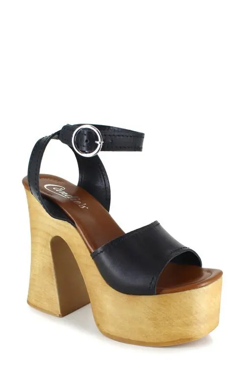 CANDIE'S Ida Platform Sandals - Black Leather