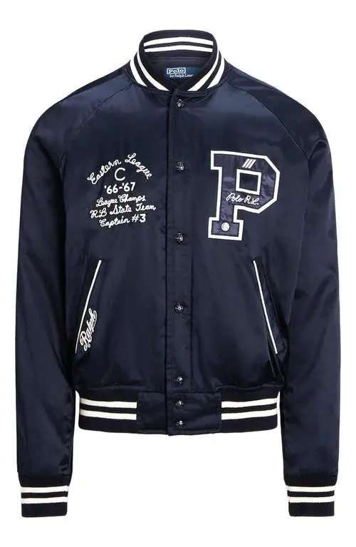 Polo Ralph Lauren Satin Varsity Bomber Jacket