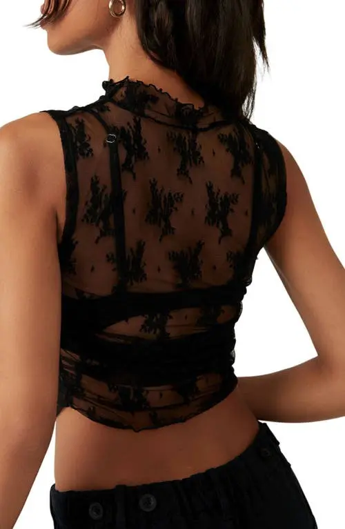 Free People Sheer Lace Tank - Black
