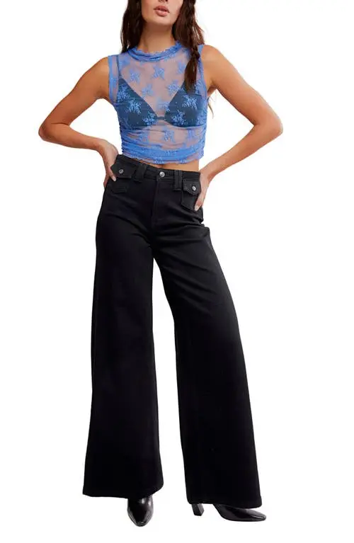 Free People Sheer Lace Tank - Cornflower Blue