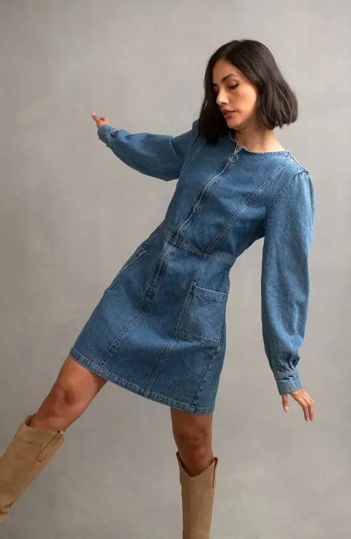 NOBODY'S CHILD Highgate Long Sleeve Denim Minidress