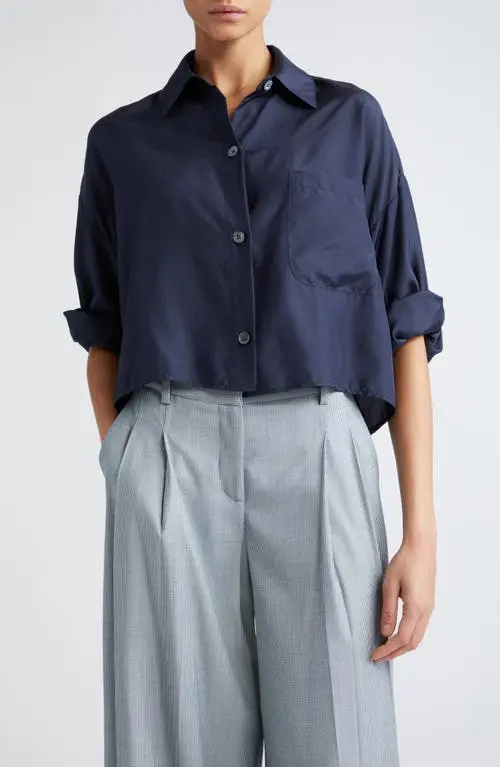 TWP Next Ex Crop Silk Button-up Shirt - Midnight