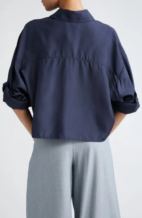 TWP Next Ex Crop Silk Button-up Shirt - Midnight