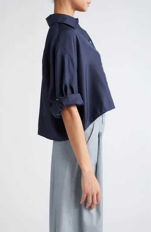 TWP Next Ex Crop Silk Button-up Shirt - Midnight