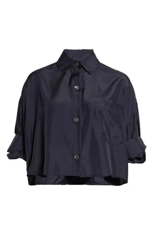 TWP Next Ex Crop Silk Button-up Shirt - Midnight