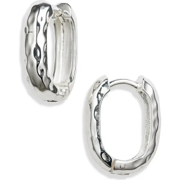 Argento Vivo Hammered Hoop Earrings - Silver