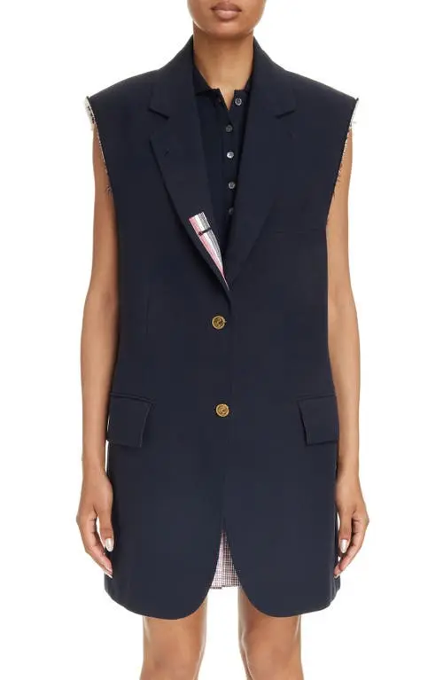 Thom Browne Oversize Sleeveless Cotton-blend Blazer