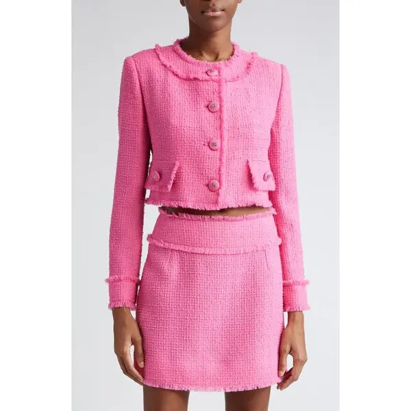 Dolce & Gabbana Crop Raschel Tweed Jacket - Rosa