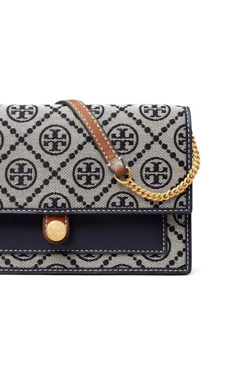 Tory Burch T Monogram Wallet On A Chain - Tory Navy