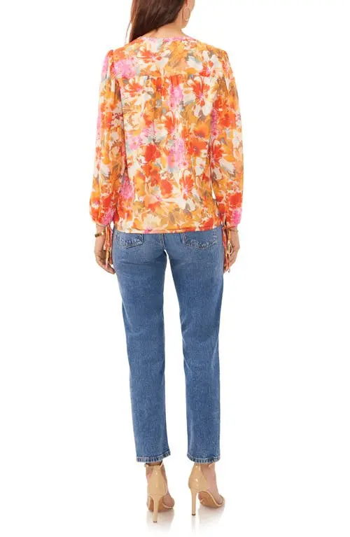 Vince Camuto Floral Print Ruffle Top