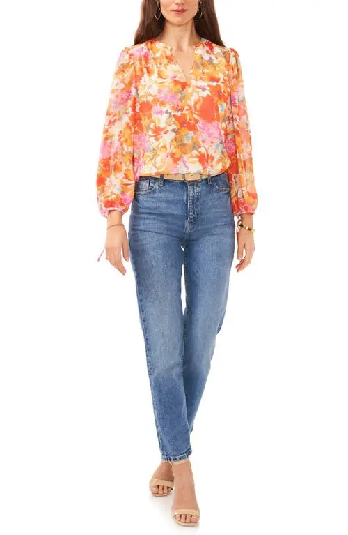 Vince Camuto Floral Print Ruffle Top