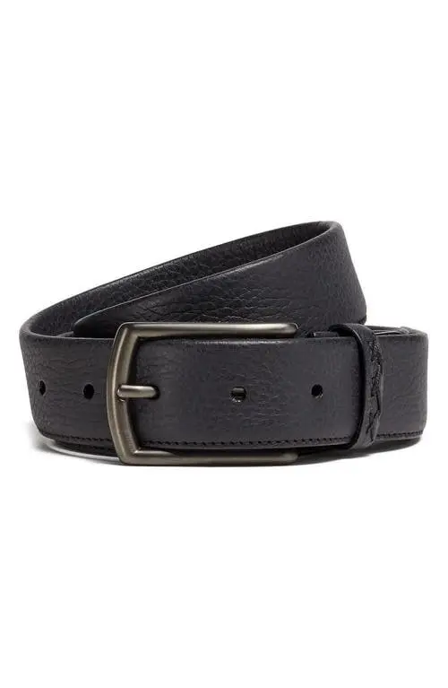 Zegna Triple Stitch Leather Belt - Black