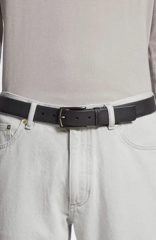 Zegna Triple Stitch Leather Belt - Black