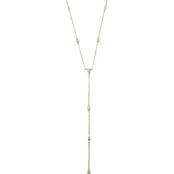 Argento Vivo Cubic Zirconia Y-necklace - Gold