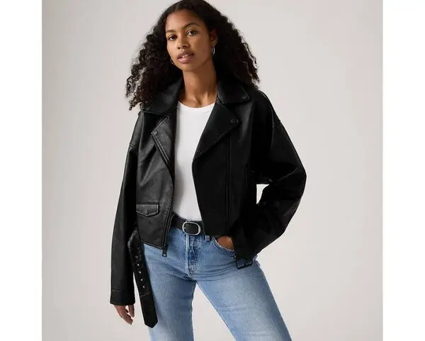LEVI'S Belted Crop Moto Jacket - Black