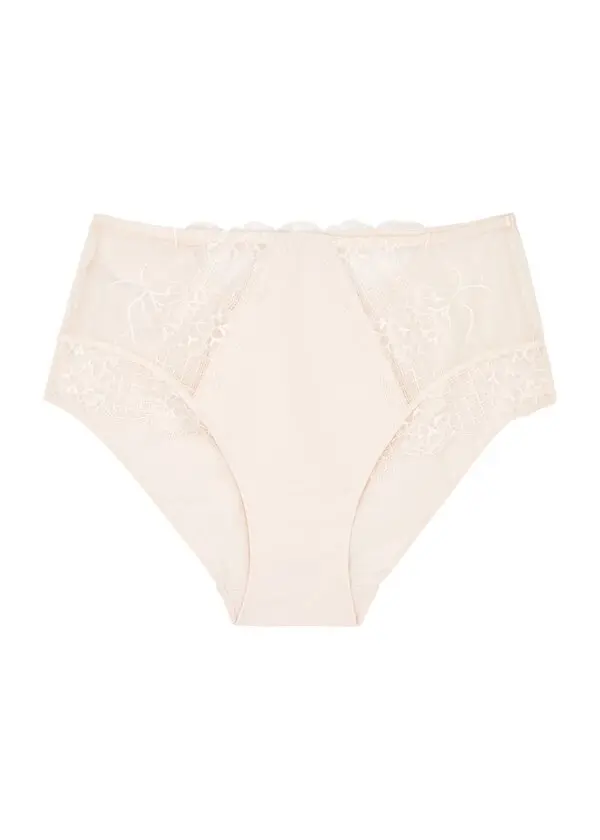 Simone Perele Reve Panelled Lace Briefs - Light Pink