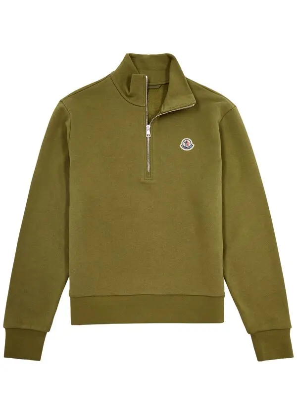 Moncler Half-zip Cotton Sweatshirt - Khaki