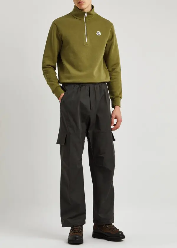 Moncler Half-zip Cotton Sweatshirt - Khaki