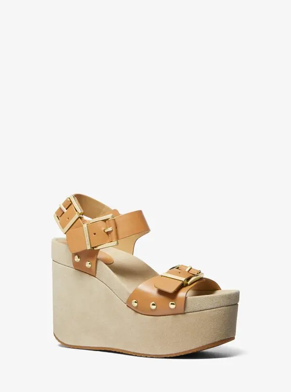 Michael Kors Colby Leather Wedge Sandal In Size By