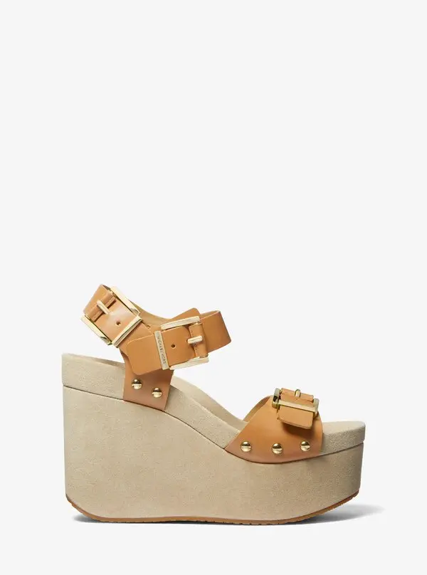 Michael Kors Colby Leather Wedge Sandal In Size By