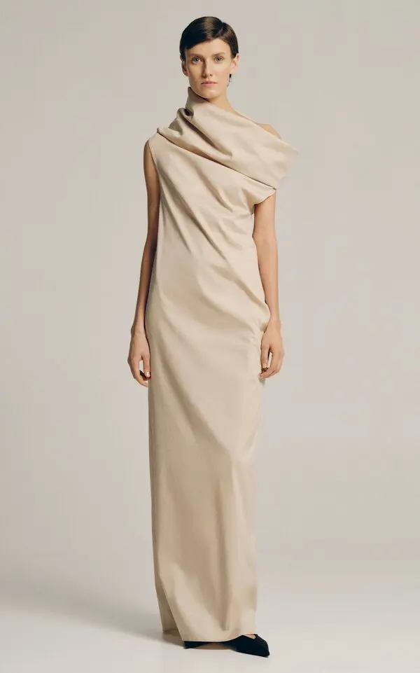 neutral off the shoulder dress KissProm