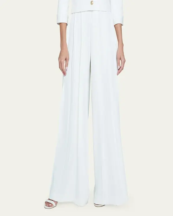 L'Agence Nova Mid-rise Wide-leg Pants - Ivory
