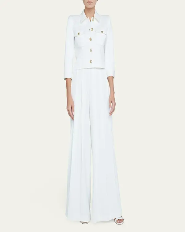 L'Agence Nova Mid-rise Wide-leg Pants - Ivory