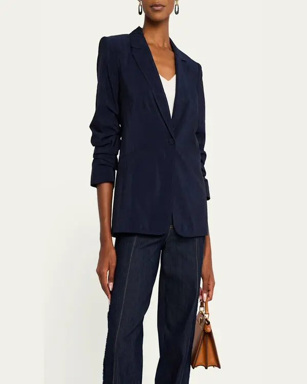 Cinq À Sept Tumbled Woven Khloe Blazer - Navy