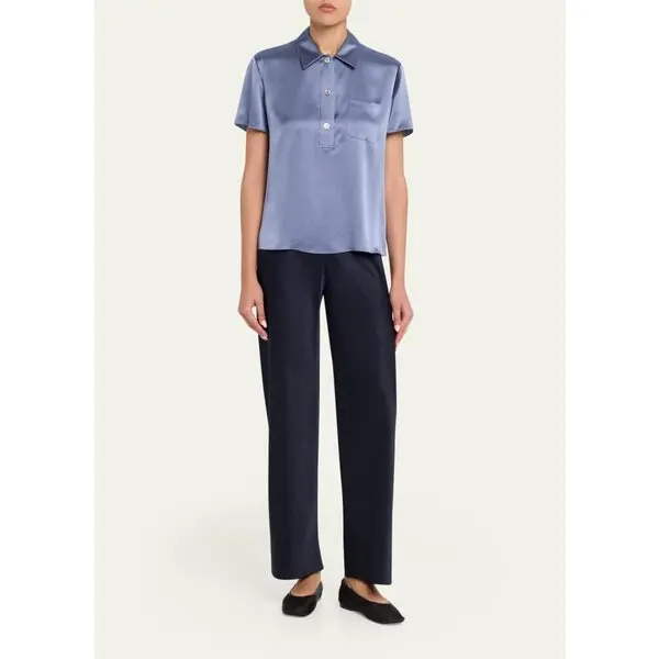 Vince Silk Charmeuse Polo Shirt