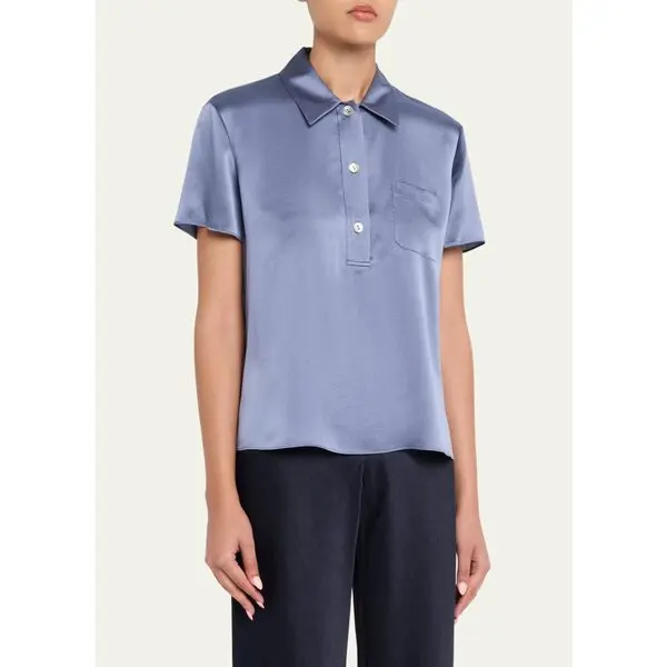 Vince Silk Charmeuse Polo Shirt