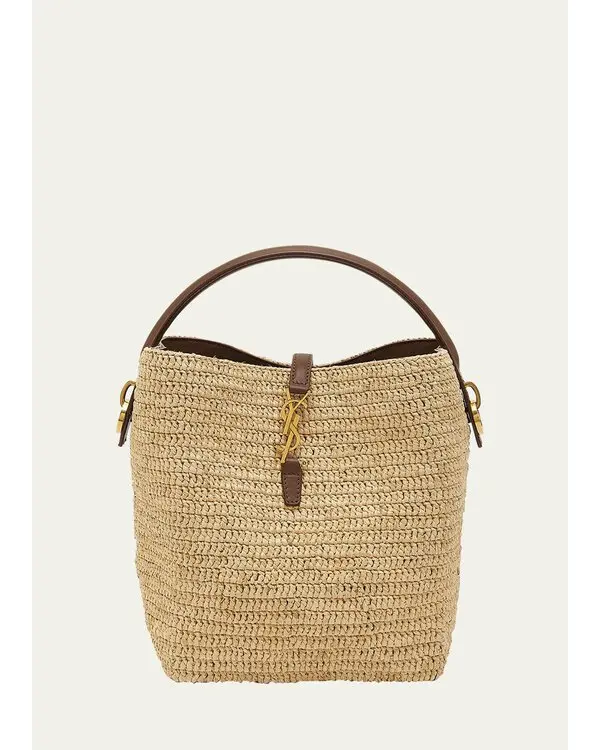 Saint Laurent Le 37 Raffia Bucket Bag - Natural/brick