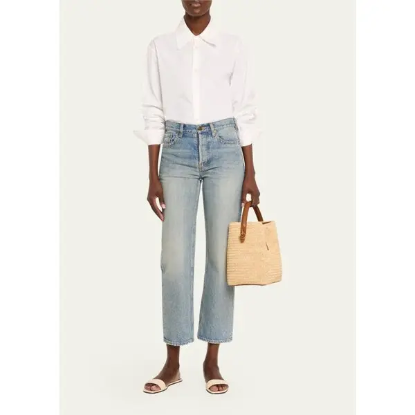 Saint Laurent Le 37 Raffia Bucket Bag - Natural/brick