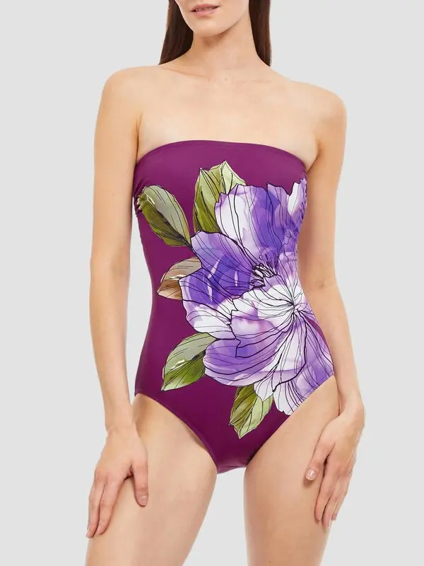 GOTTEX Wild Flower Bandeau One-piece Swimsuit